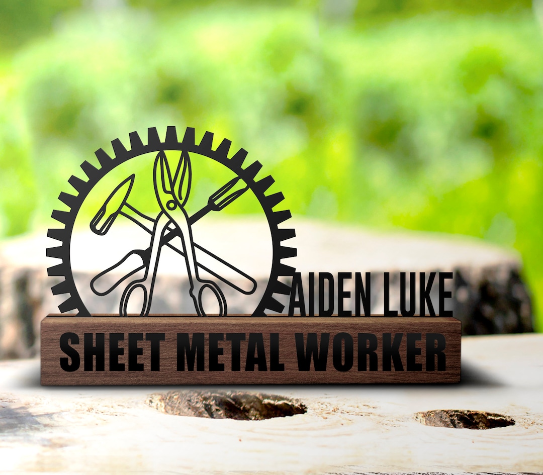 Custom Sheet Metal Worker Desk Name Plate Wedge Personalized Metal ...