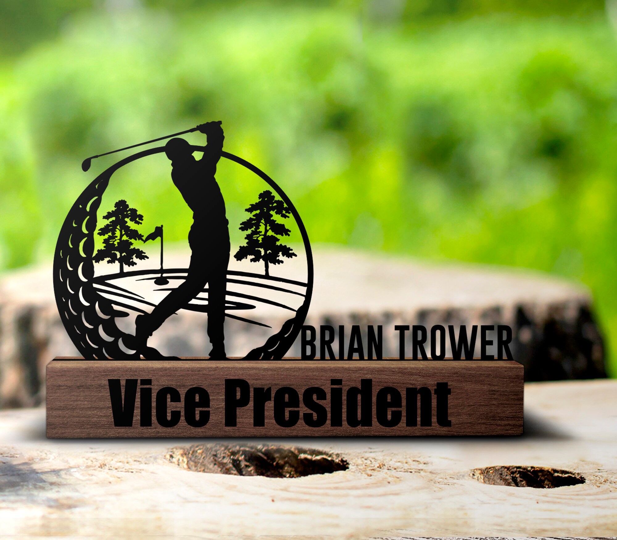 Custom Golf Desk Name Plate Wedge, Personalized Golfing Club Nameplate ...