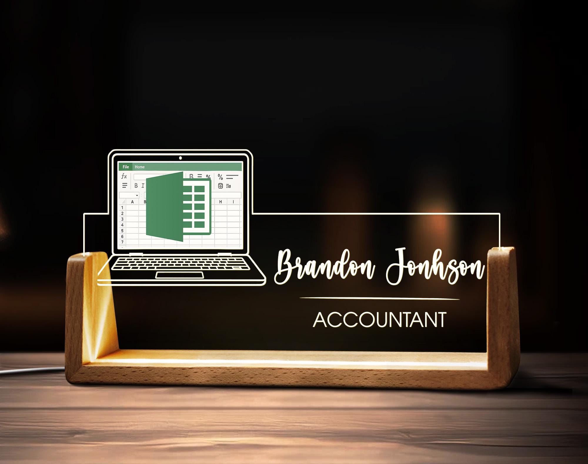 Custom Accountant Desk Name Plate, Personalized Acrylic Desk Sign With ...