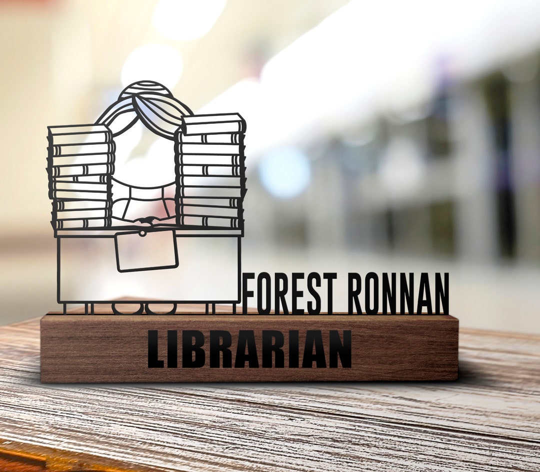 Custom Librarian Desk Name Plate Wedge Personalized Library Nameplate ...