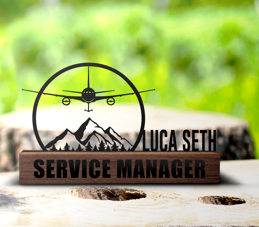 Custom Airplane Desk Name Plate Wedge Personalized Pilot Nameplate ...