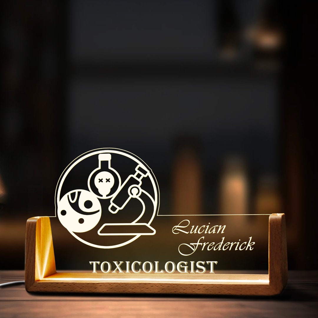 Custom Toxicologist Desk Name Plate Personalized Toxic Drug Studies LED ...