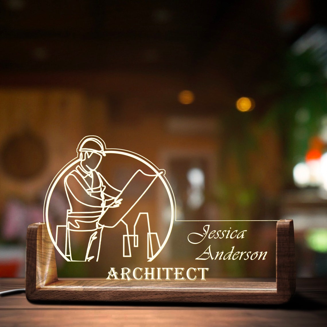 Custom Architect Desk Name Plate Personalized Architecture LED Light ...