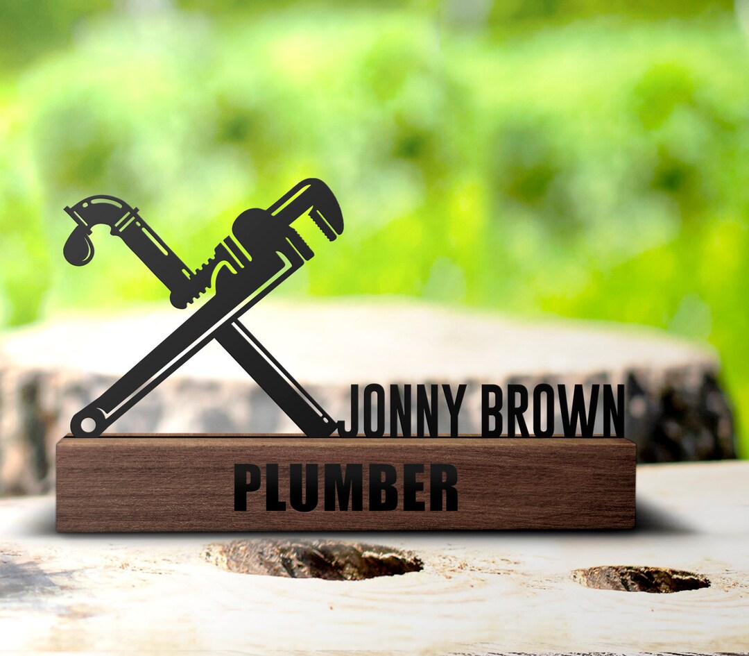 Custom Plumbing Desk Name Plate Wedge Personalized Plumber Nameplate ...