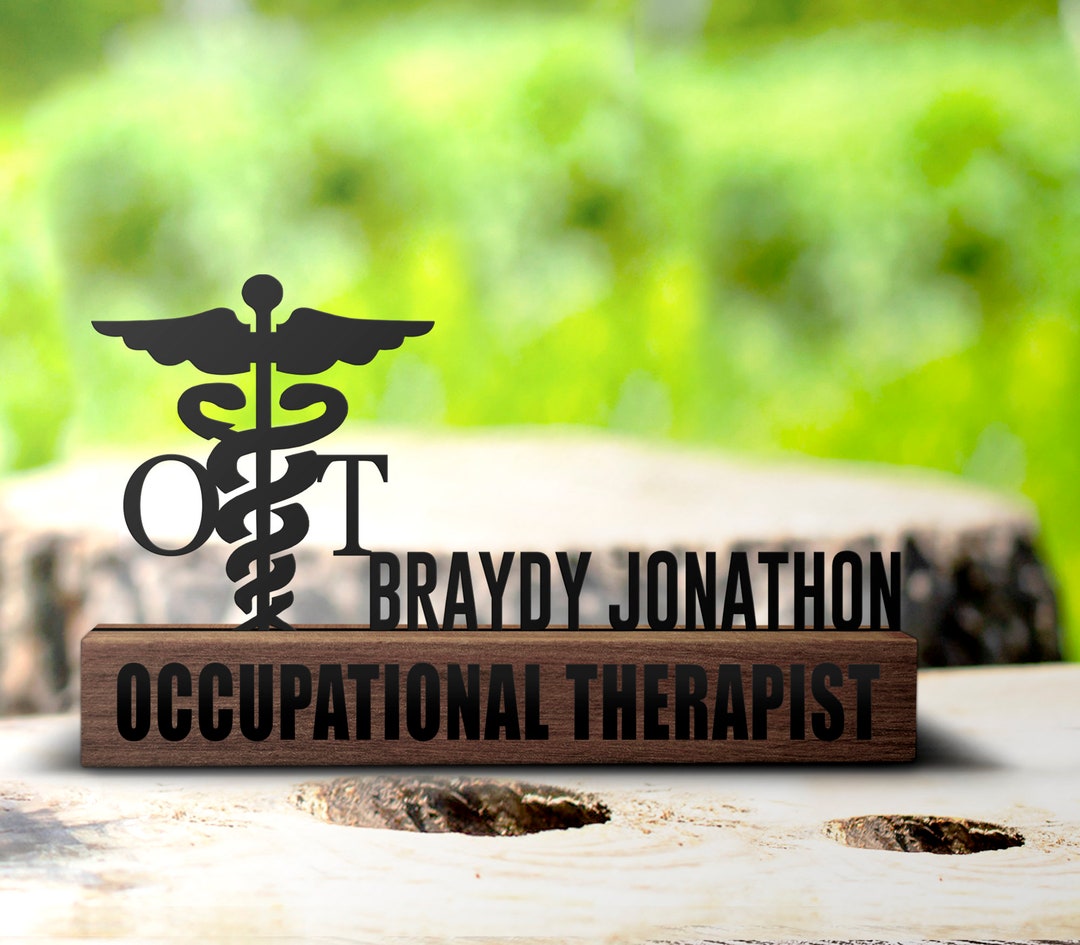 Custom Occupational Therapist Gift Desk Name Plate Wedge Personalized ...