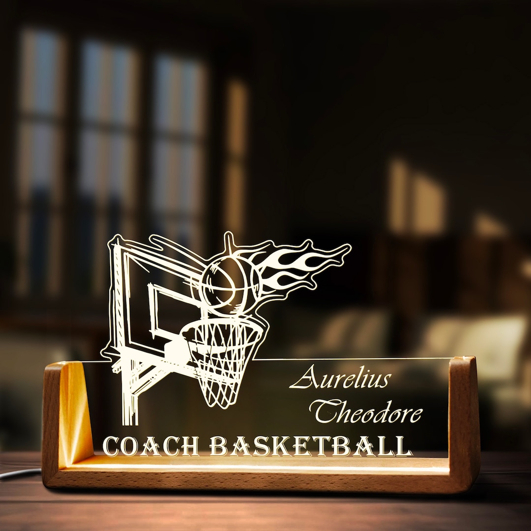 Custom Basketball Coach Desk Name Plate Personalized Coach Gift LED ...