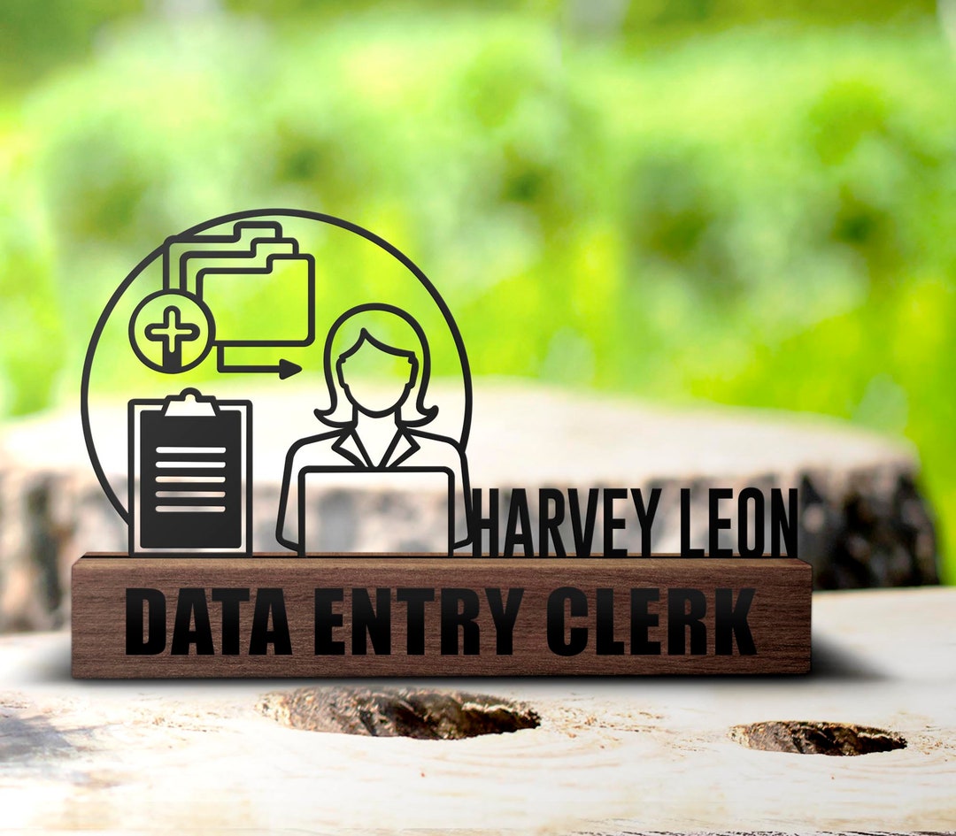 Custom Data Entry Clerk Desk Name Plate Wedge Personalized Nameplate ...