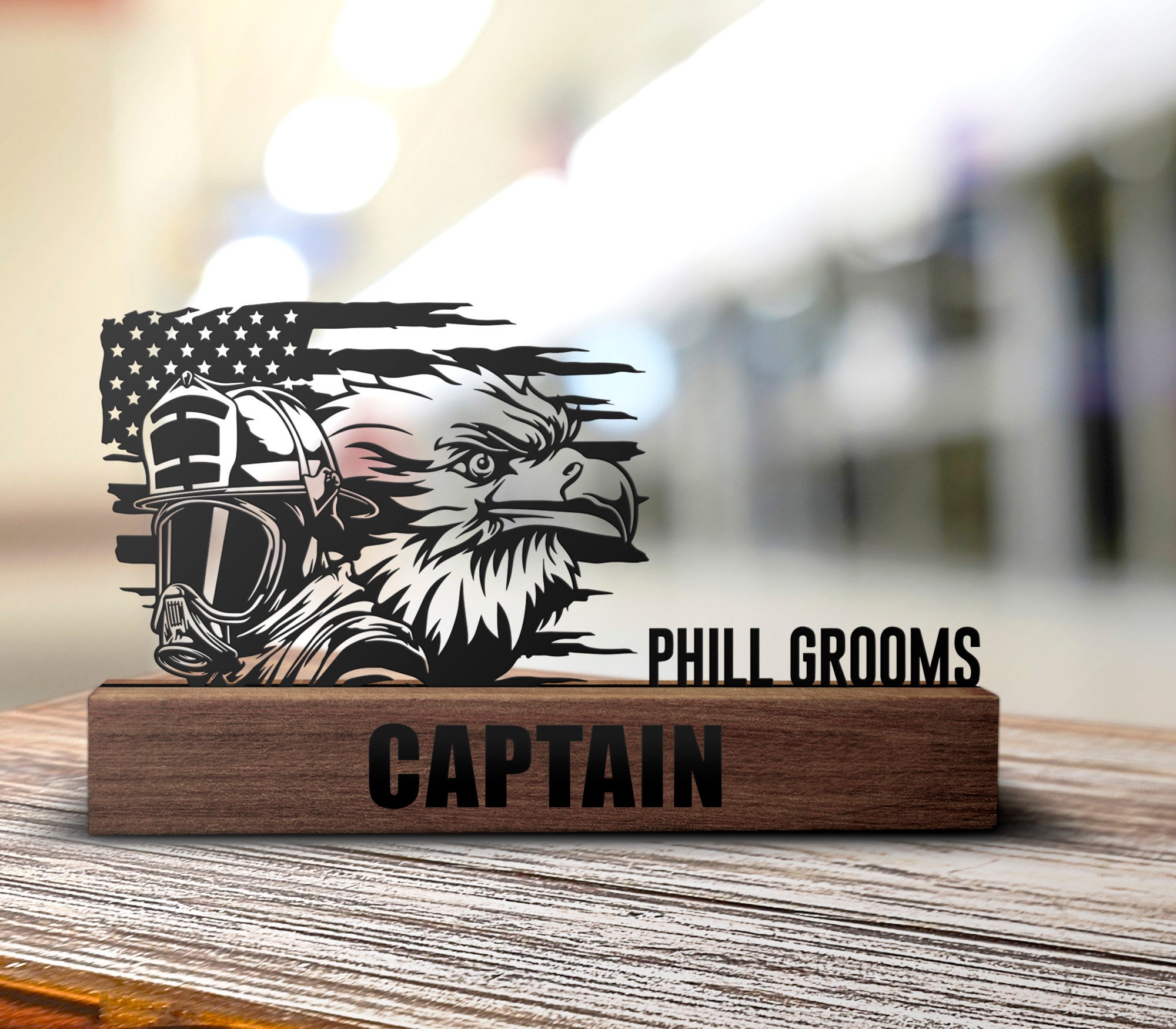 Custom Firefighter Desk Name Plate Wedge Personalized Fireman - Etsy