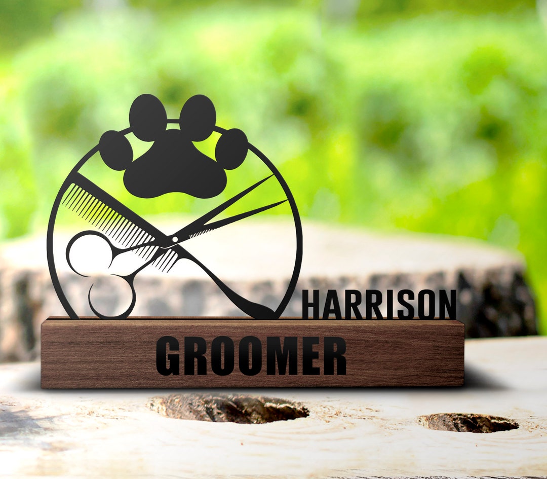Custom Dog Grooming Hair Salon Desk Name Plate Wedge Personalized ...