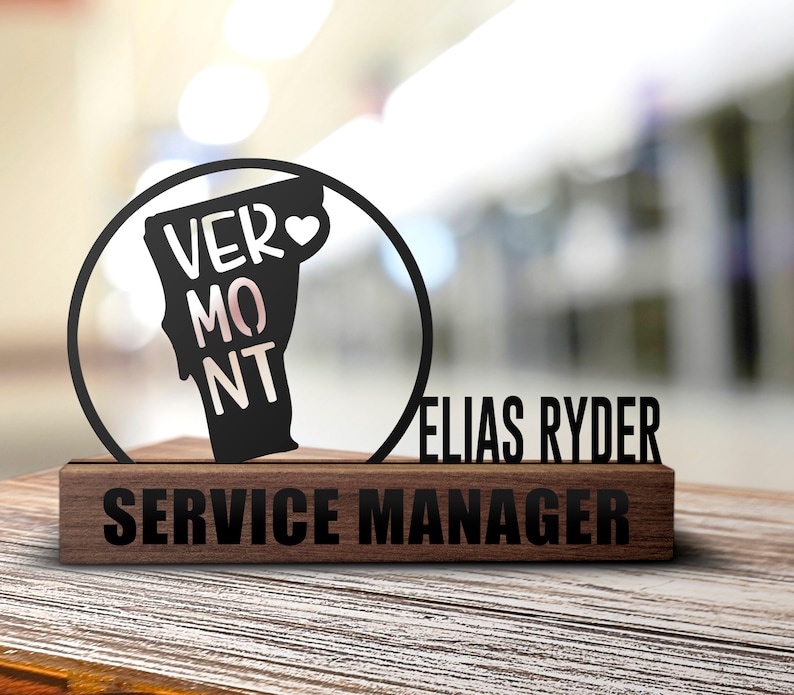 Custom Vermont Map Desk Name Plate Wedge Personalized Born in - Etsy