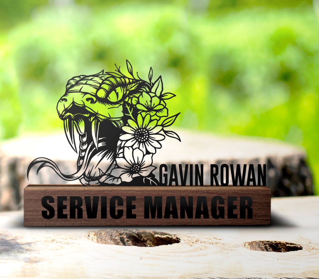 Custom King Cobra Snake Desk Name Plate Wedge, Personalized Rattlesnake ...