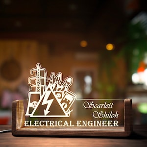 Custom Electrical Engineer Desk Name Plate Personalized Electrician LED ...