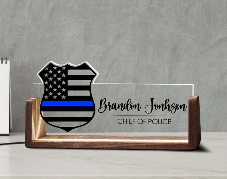 Custom Police Officer Desk Name Plate Personalized Law Enforcement Logo ...