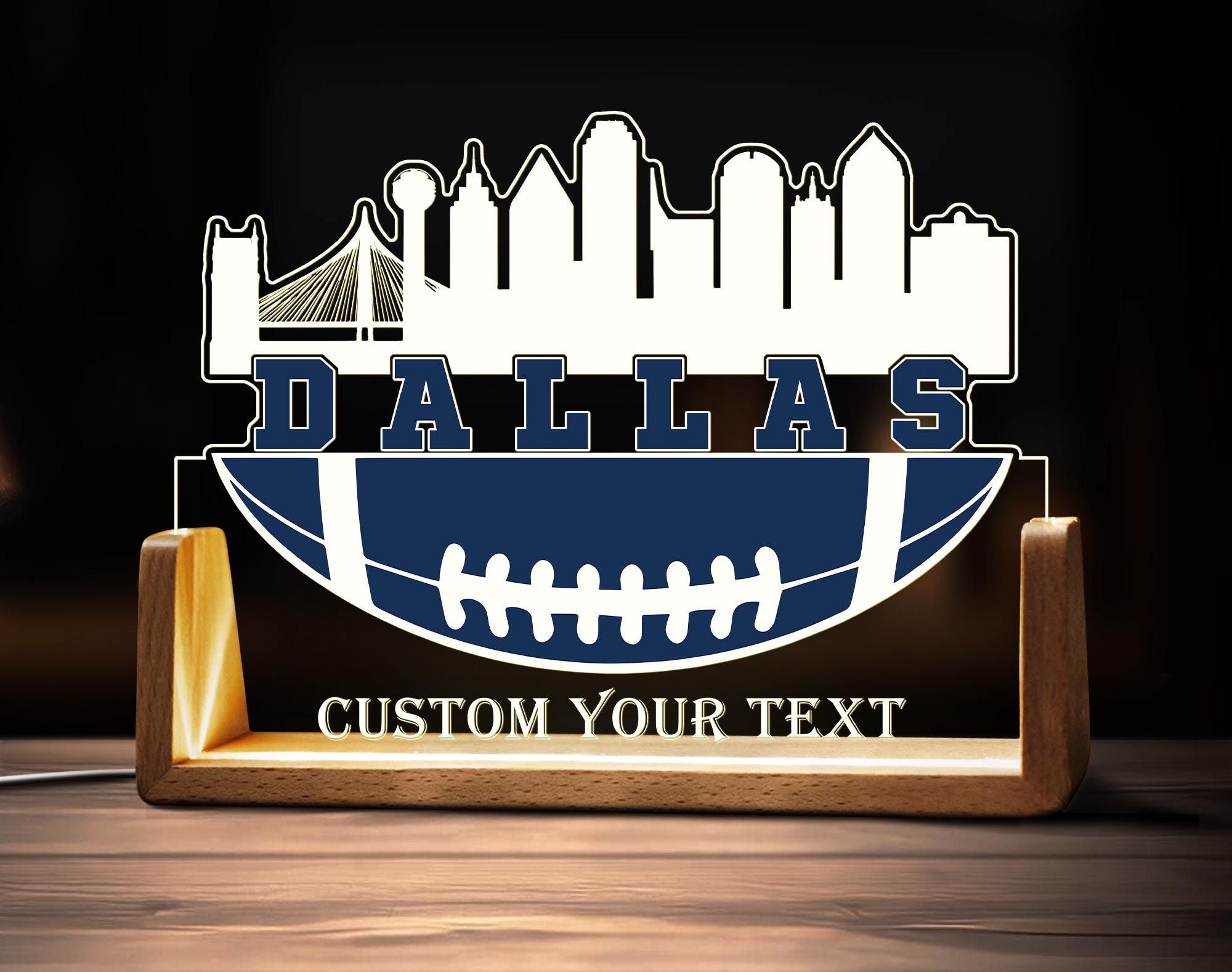 Custom Dallas Skyline Desk Name Plate Personalized American Football ...