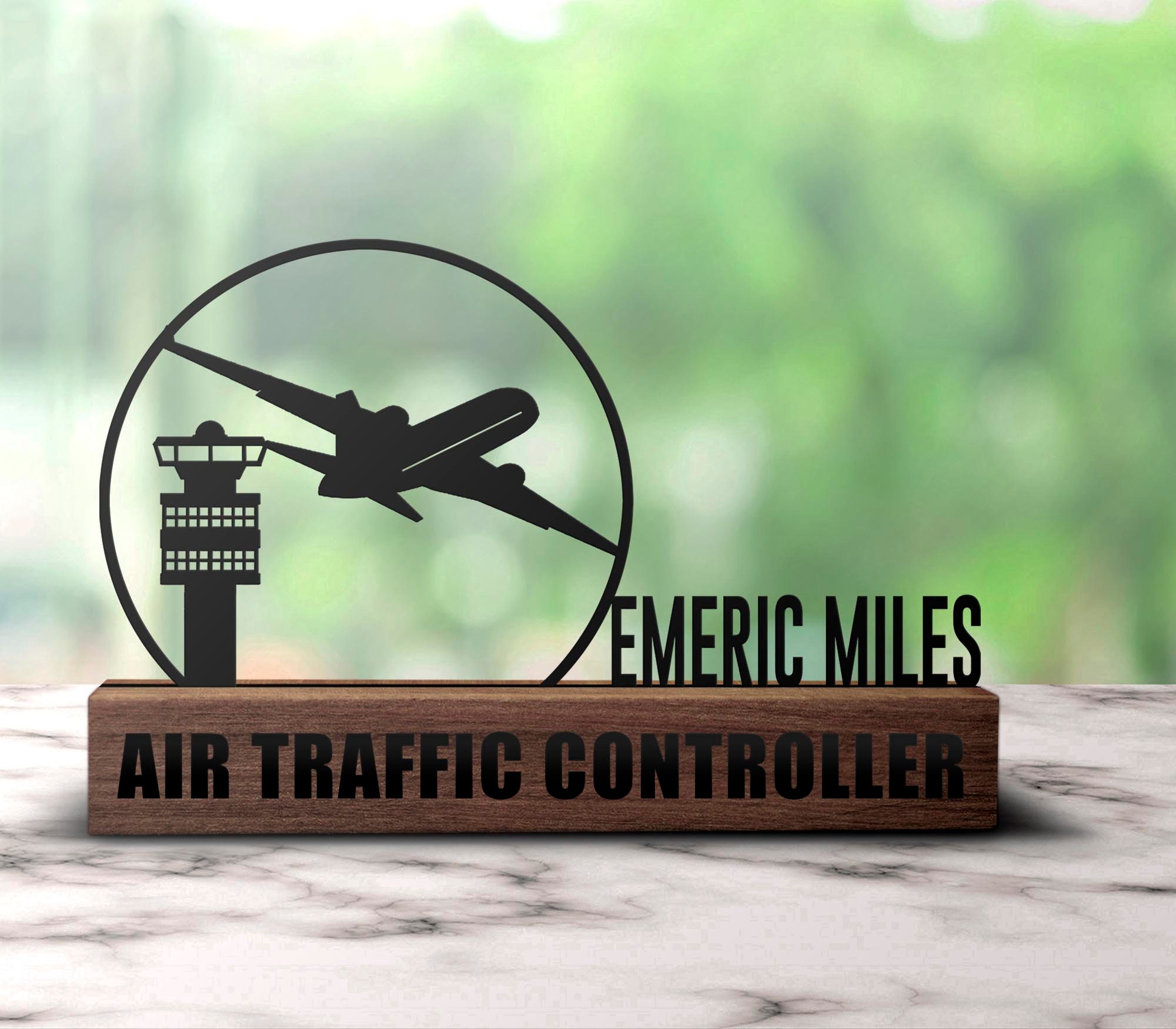 Custom Air Traffic Controller Desk Name Plate Wedge Personalized ...