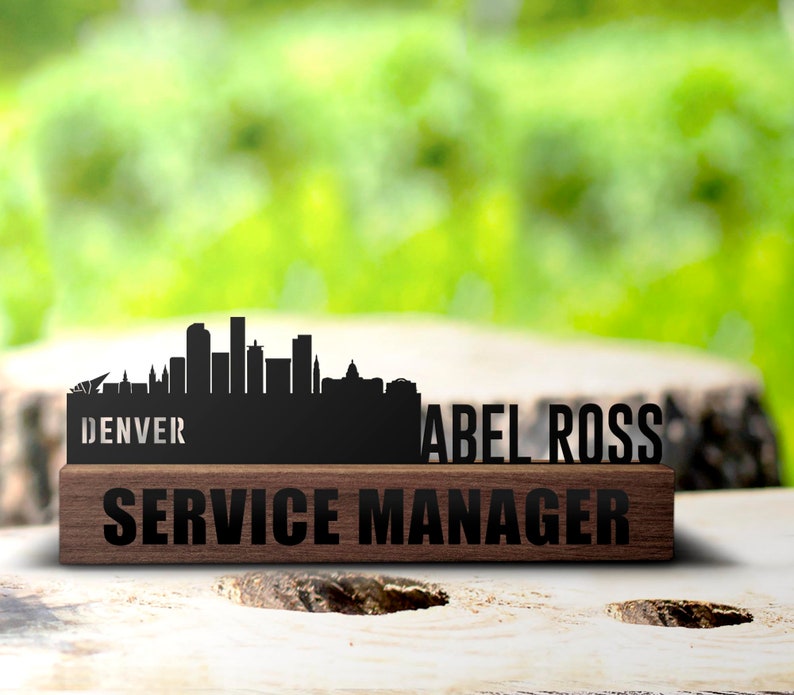 Custom Denver Skyline Desk Name Plate Wedge Personalized US - Etsy