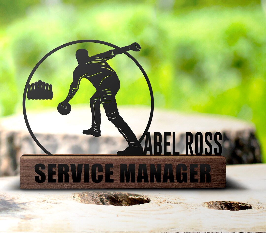 Custom Bowling Ball Desk Name Plate Wedge, Personalized Bowling ...