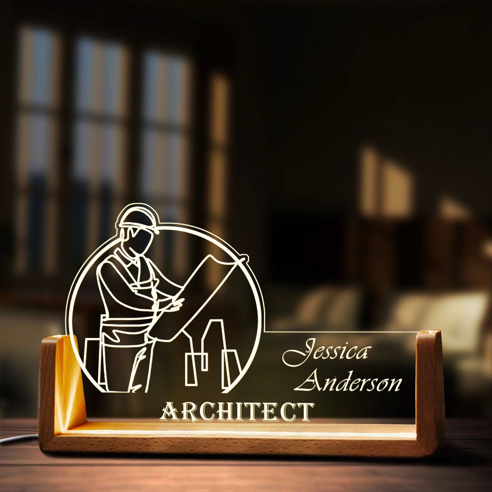 Custom Architect Desk Name Plate Personalized Architecture LED Light ...