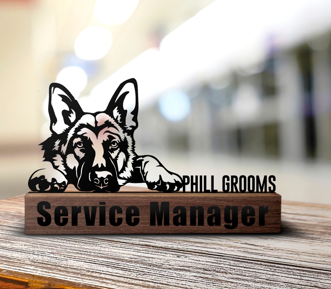 Custom Cute German Shepherd Desk Name Plate Wedge Personalized GSD ...