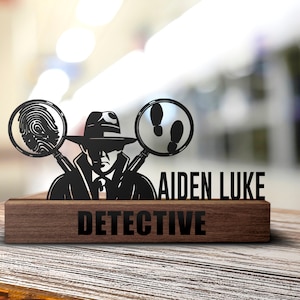 Custom Detective Desk Name Plate Wedge Personalized Investigator ...