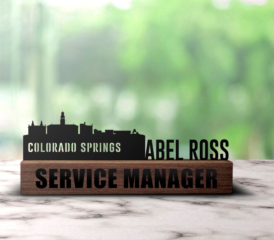 Custom Colorado Springs Skyline Desk Name Plate Wedge Personalized US ...