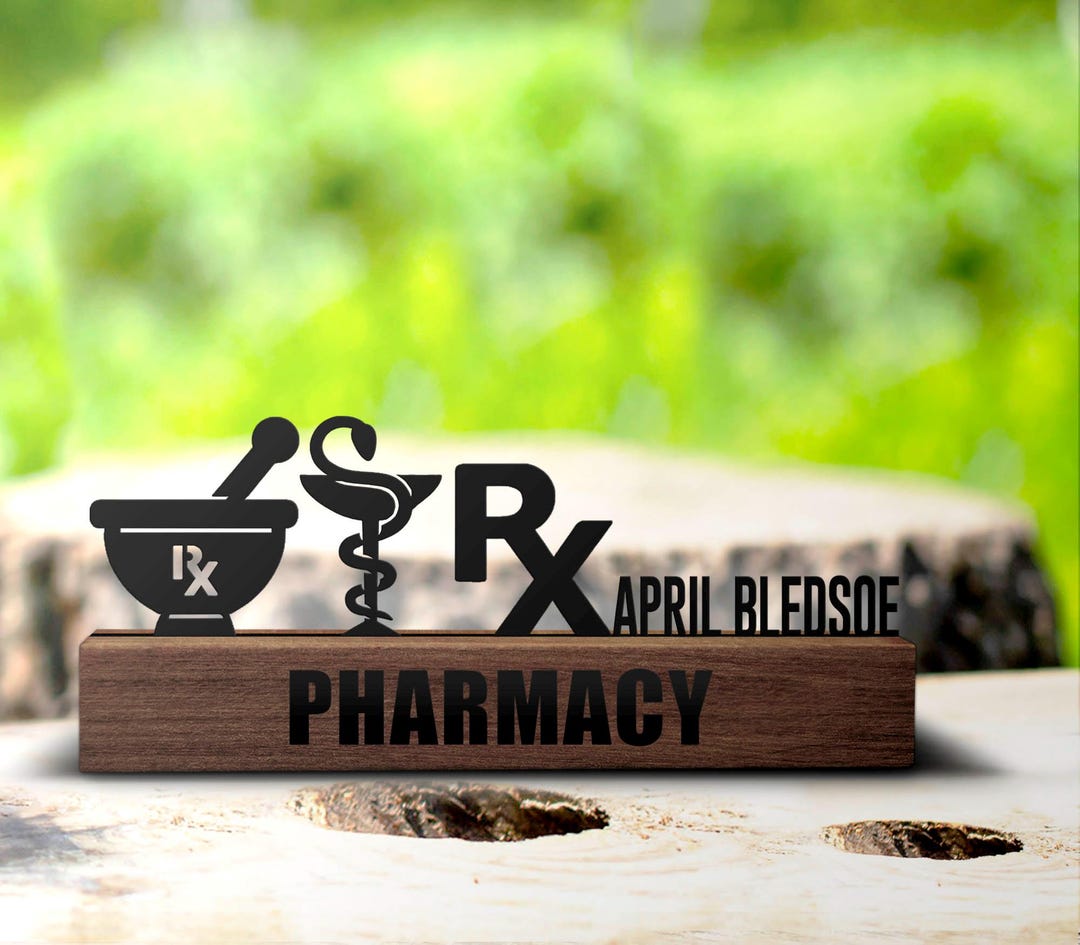 Custom RX Pharmacy Desk Name Plate Wedge Personalized Pharmacist ...