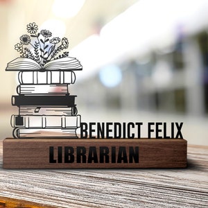 Custom Librarian Desk Name Plate Wedge Personalized Library Nameplate ...