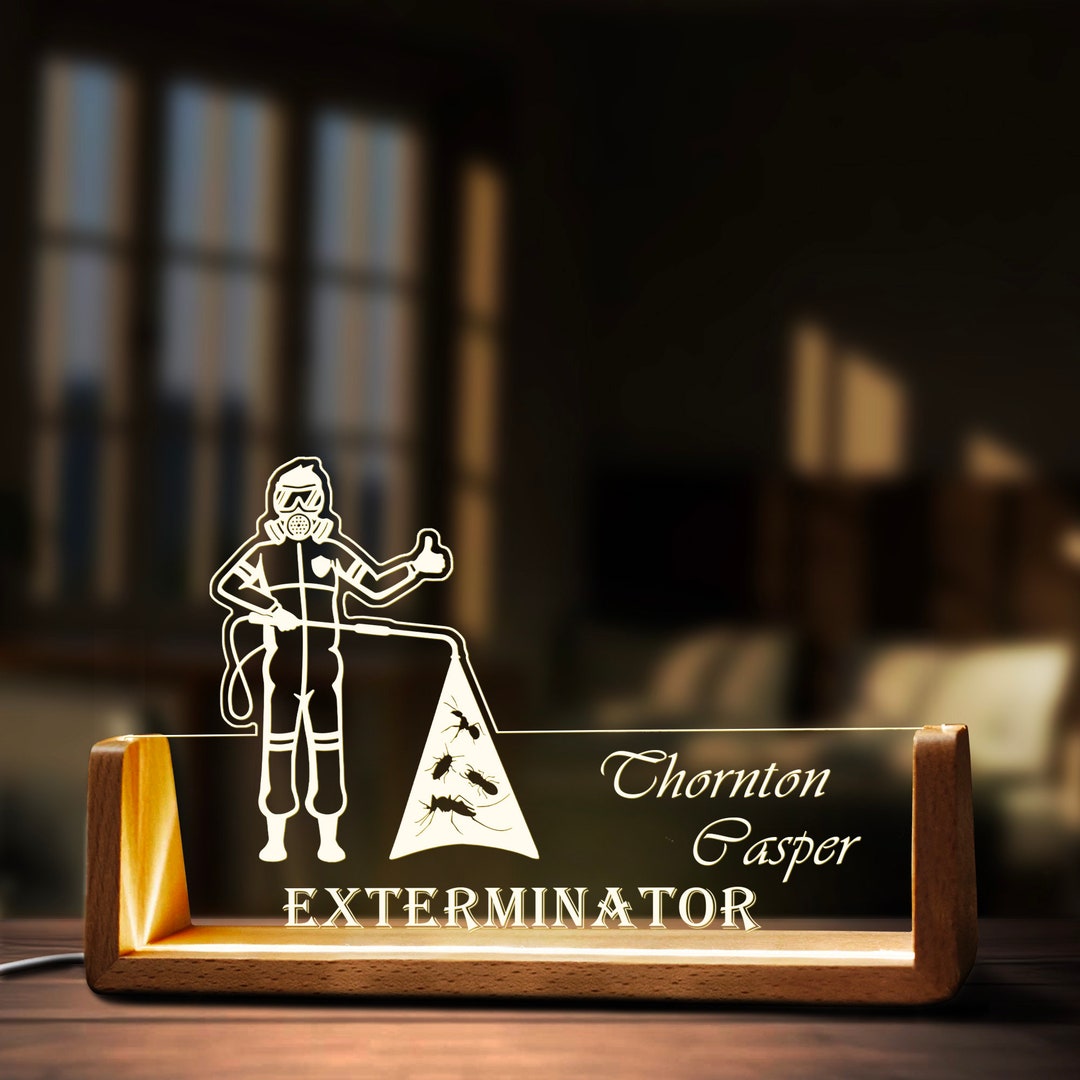 Custom Exterminator Desk Name Plate Personalized Pest Control LED Light ...