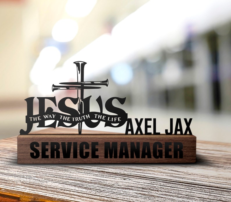 Custom Jesus Cross Desk Name Plate Wedge Personalized - Etsy