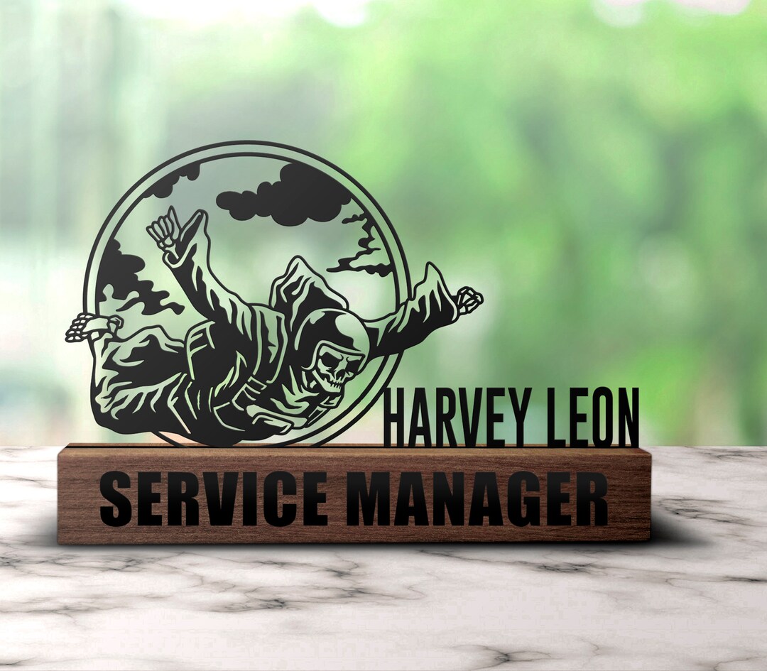Custom Sky Dive Desk Name Plate Wedge Personalized Skydiving Nameplate ...