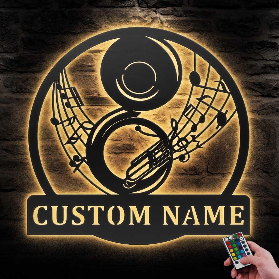 Custom Sousaphone Musical Instrument Metal Wall Art LED Light ...