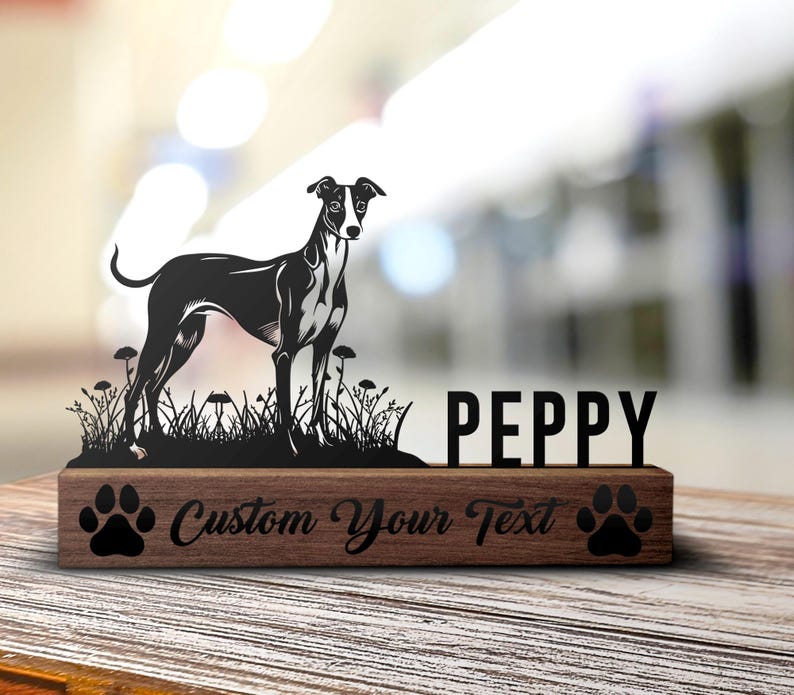 Custom Whippet Dog Desk Name Plate Wedge Personalized Dog Lover ...