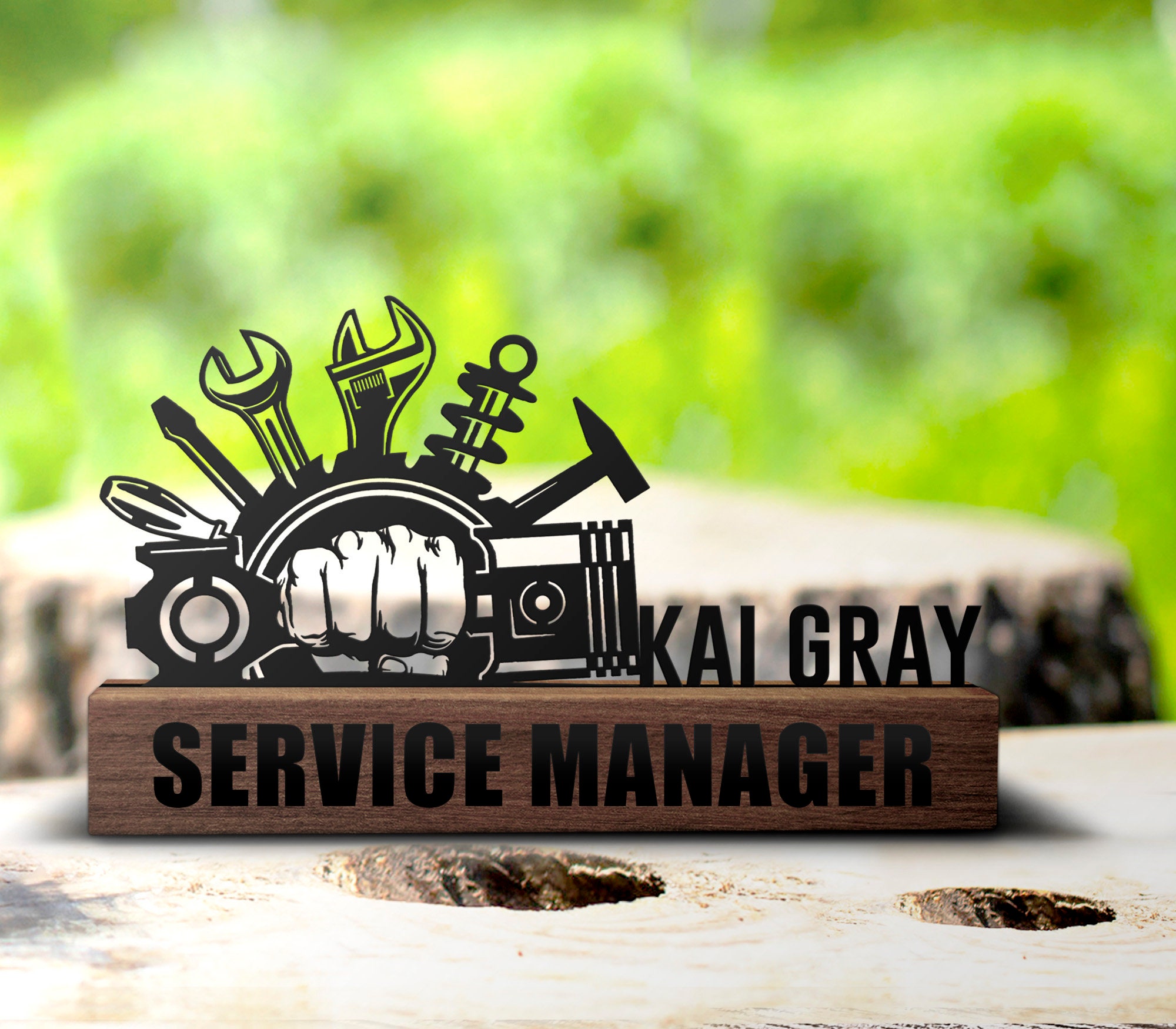 Custom Mechanic Desk Name Plate Wedge Personalized Mechanic Gift ...