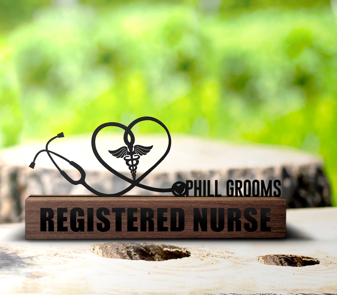 Custom Nurse Desk Name Plate Wedge Personalized Nurse Stethoscope ...
