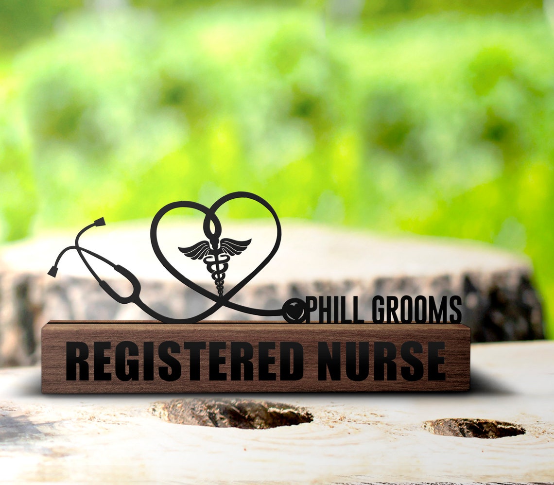 Custom Nurse Desk Name Plate Wedge Personalized Nurse Stethoscope ...