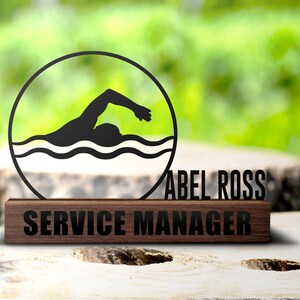 Custom Swimming Desk Name Plate Wedge, Personalized Swim Nameplate ...