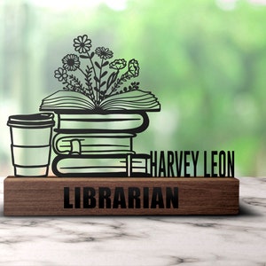 Custom Librarian Desk Name Plate Wedge Personalized Library Nameplate ...