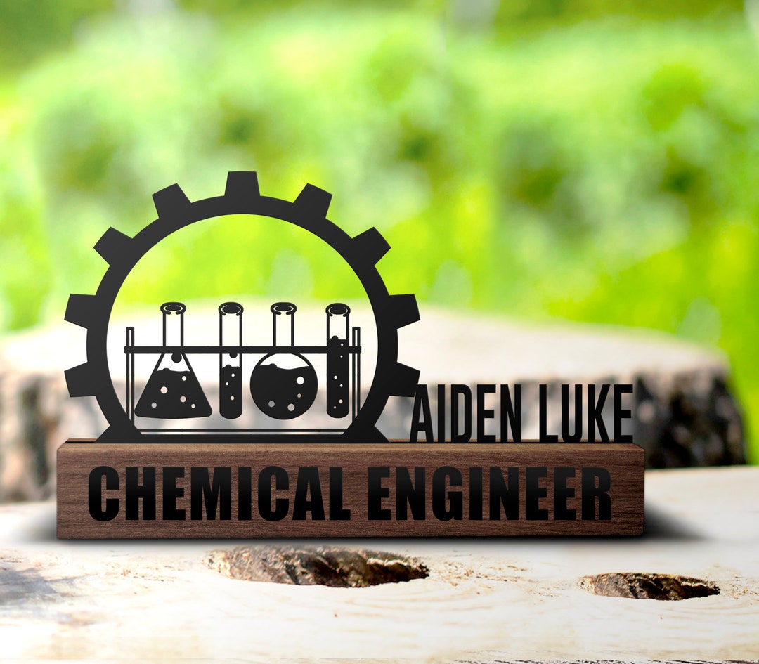 Custom Chemical Engineer Desk Name Plate Wedge Personalized Engineering Graduate Nameplate ...