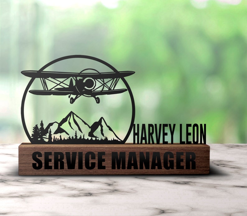 Custom Airplane Desk Name Plate Wedge Personalized Pilot Nameplate ...