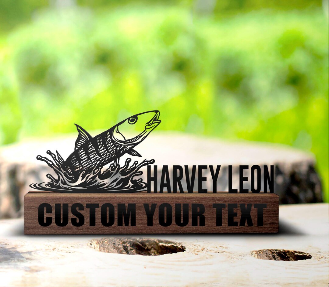 Custom Bonefish Desk Name Plate Wedge Personalized Fisher Nameplate ...