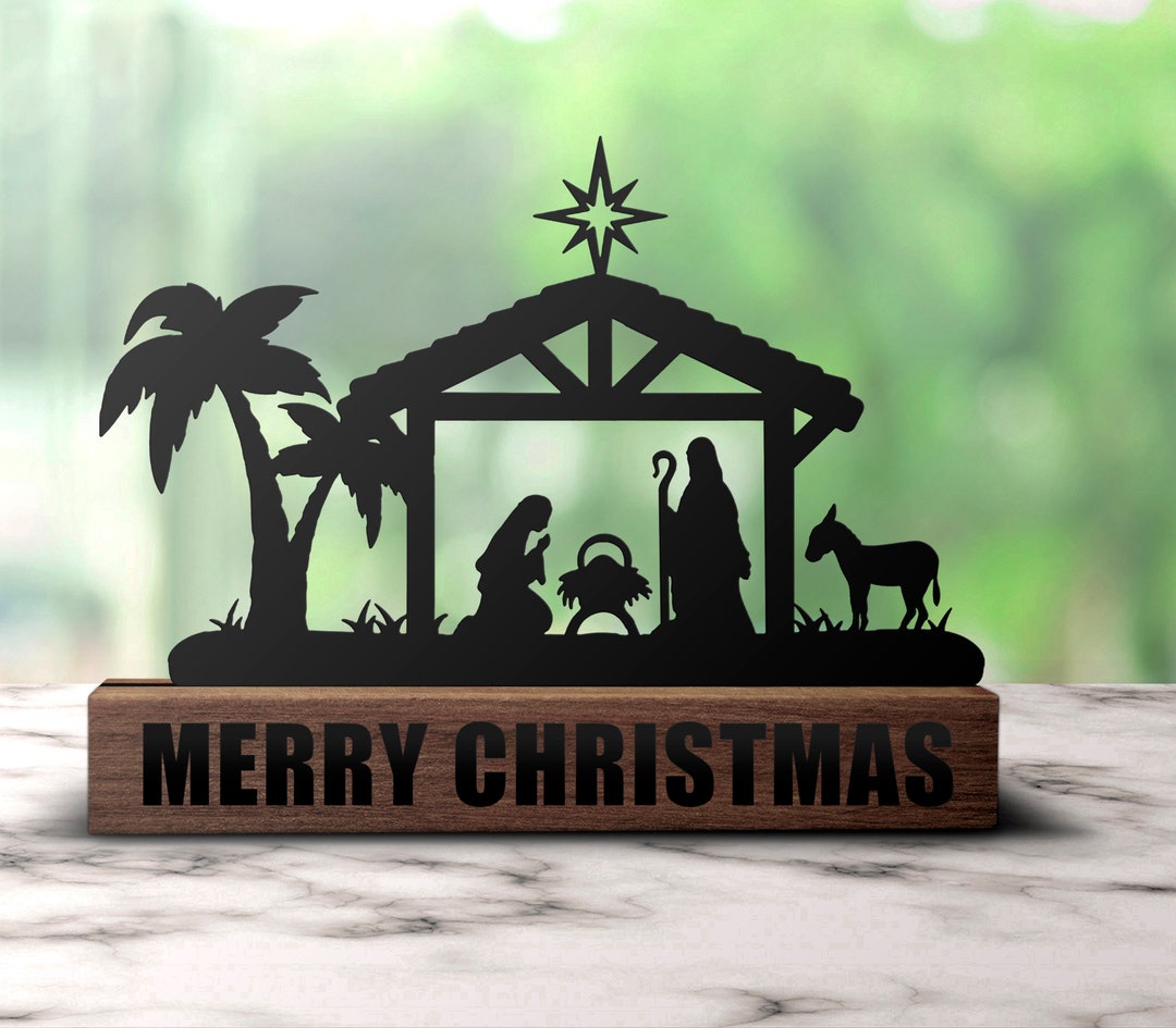 Custom Nativity Scene Christmas Desk Name Plate Wedge Personalized ...