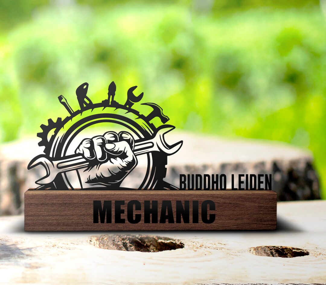 Custom Mechanic Desk Name Plate Wedge Personalized Mechanic Gift ...
