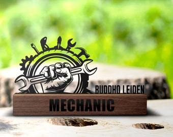 Custom Mechanic Desk Name Plate Wedge Personalized Mechanic Gift ...