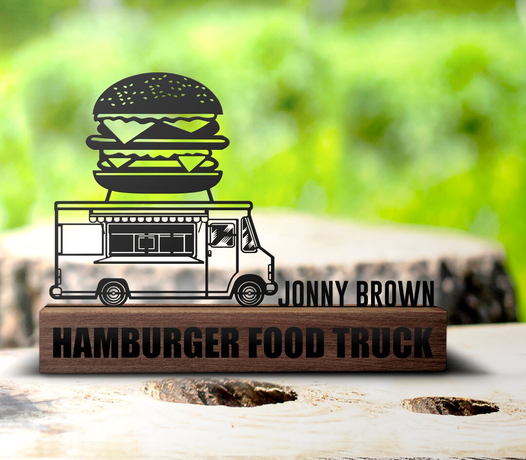 Custom Hamburger Food Truck Desk Name Plate Wedge Personalized Fast ...