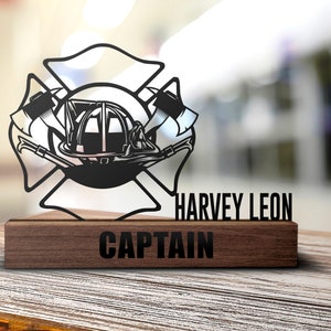 Custom Firefighter Desk Name Plate Wedge Personalized Fireman Nameplate ...