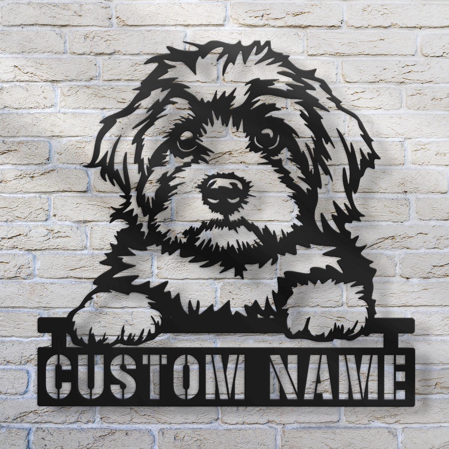 Custom Peeking Cavapoo Metal Wall Art LED Light Personalized Cavoodle ...