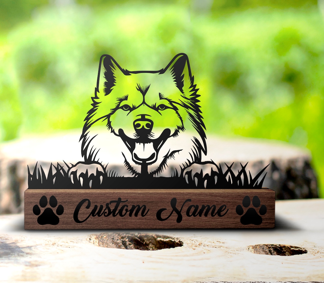 Custom Samoyed Dog Desk Name Plate Wedge Personalized Peeking Dog ...