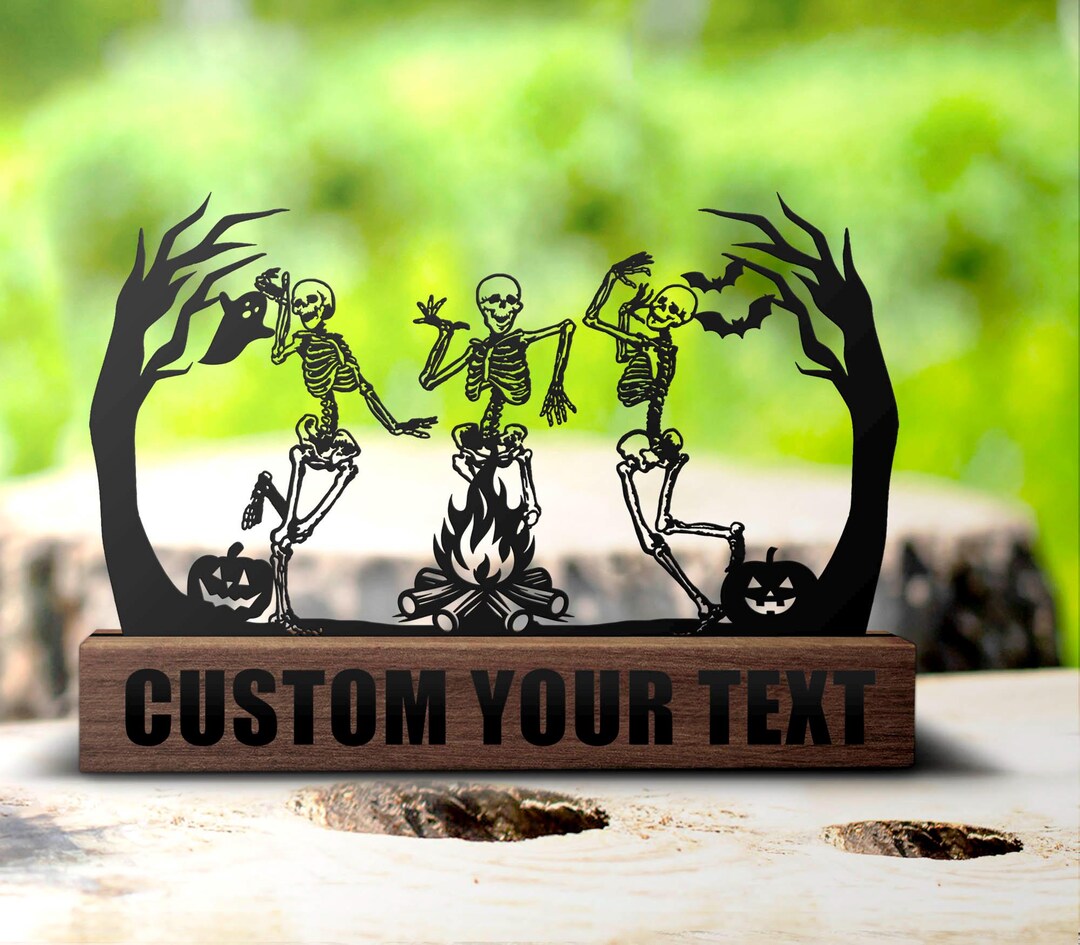 Custom Skeleton Dancing Desk Name Plate Wedge Personalized Skeleton ...