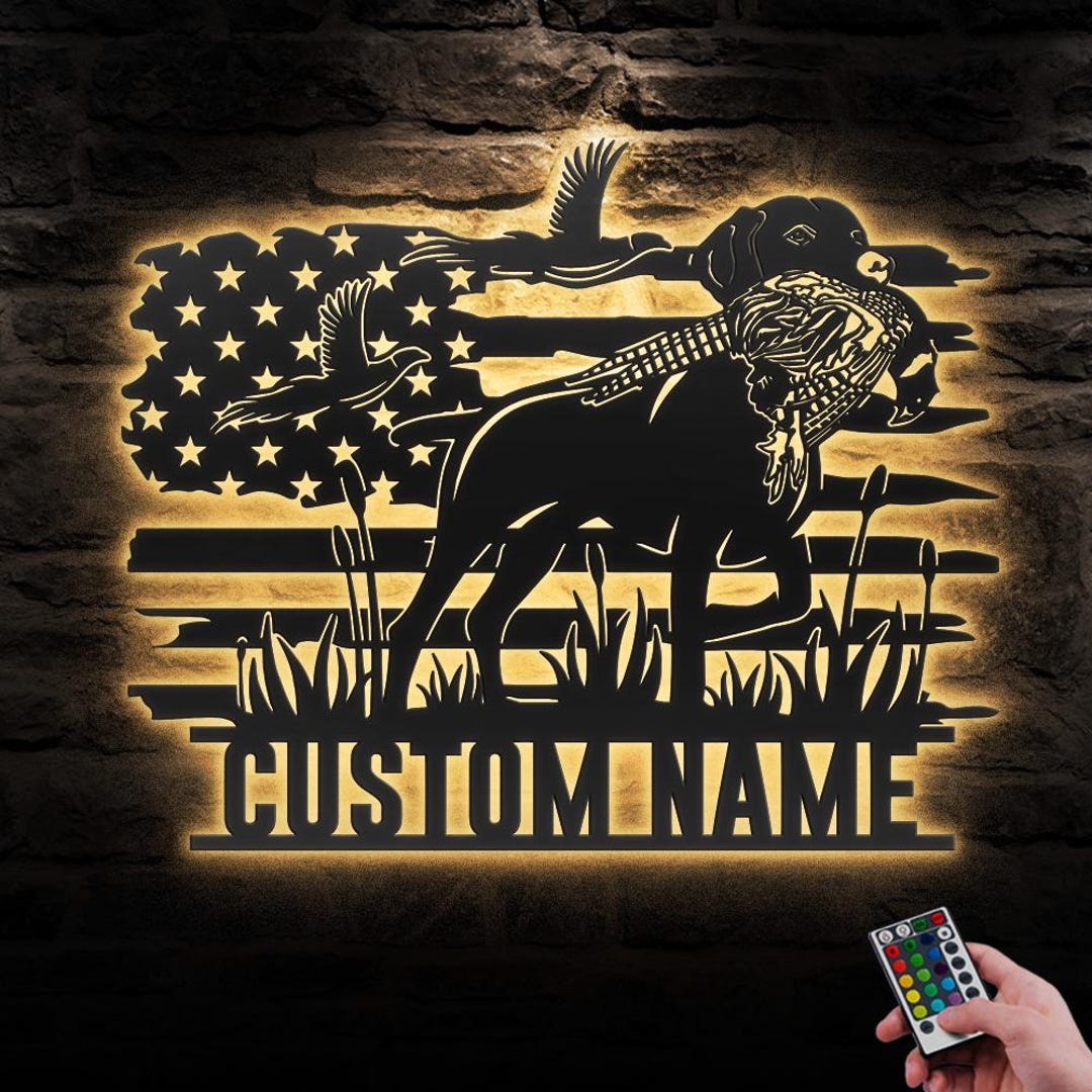 Custom Pheasant Vizsla Dog Hunting Metal Wall Art LED Light ...
