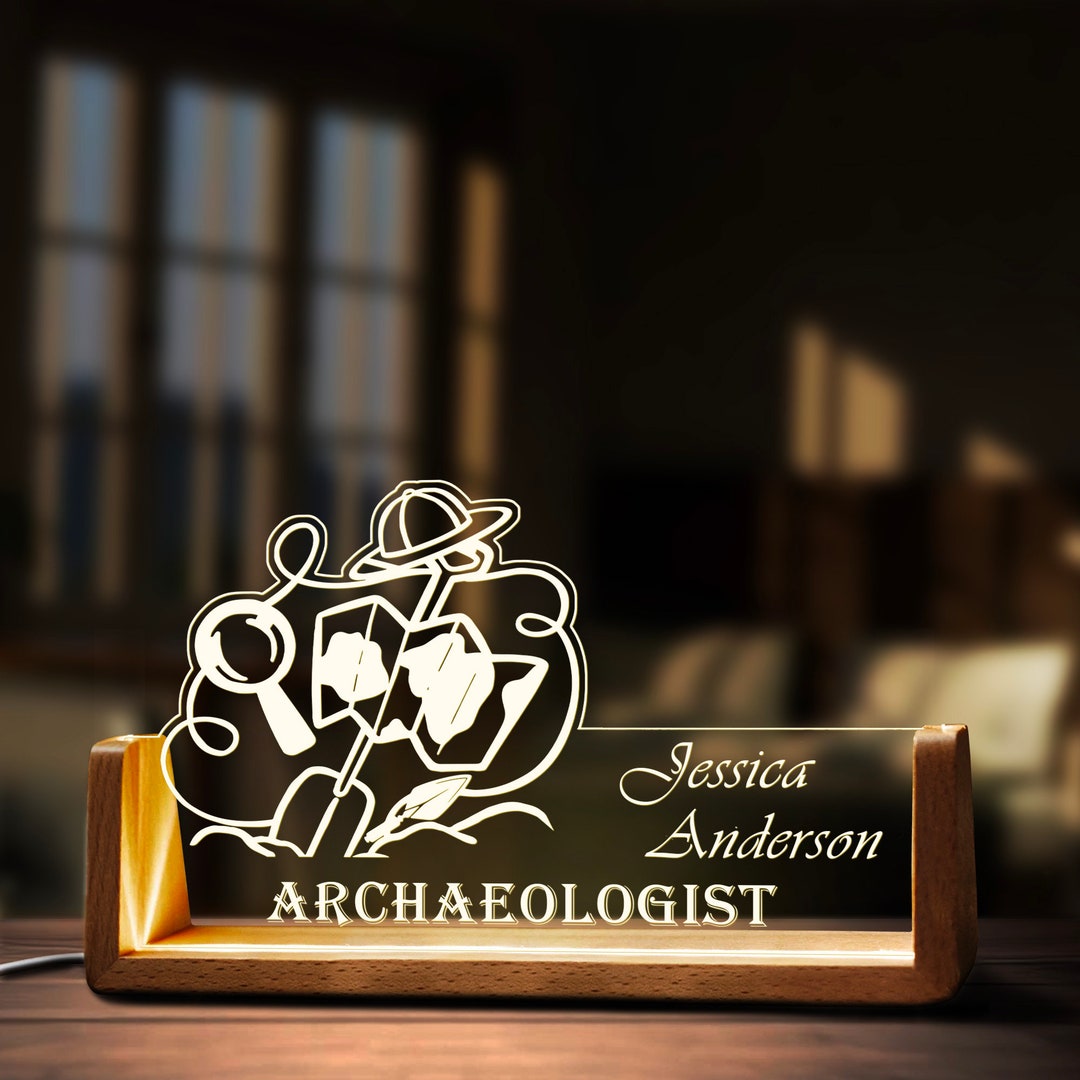 Custom Archaeologist Desk Name Plate Personalized Archaeology LED Light ...